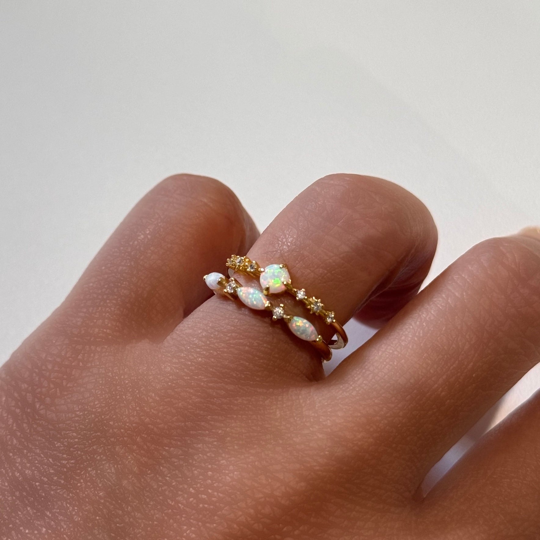 Dainty Opal Stacking Rings A, F, G – 18K Gold-Plated Sterling Silver ...