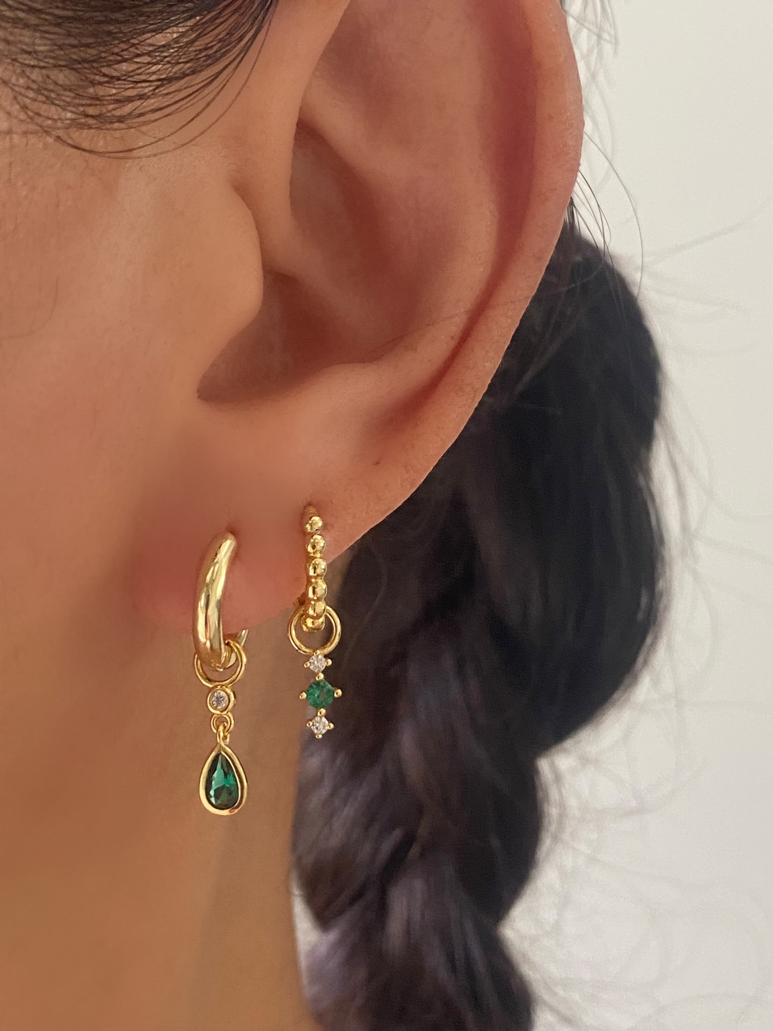 Green Teardrop Dangle Earrings Stack Set, 925 Sterling Silver – ANETT