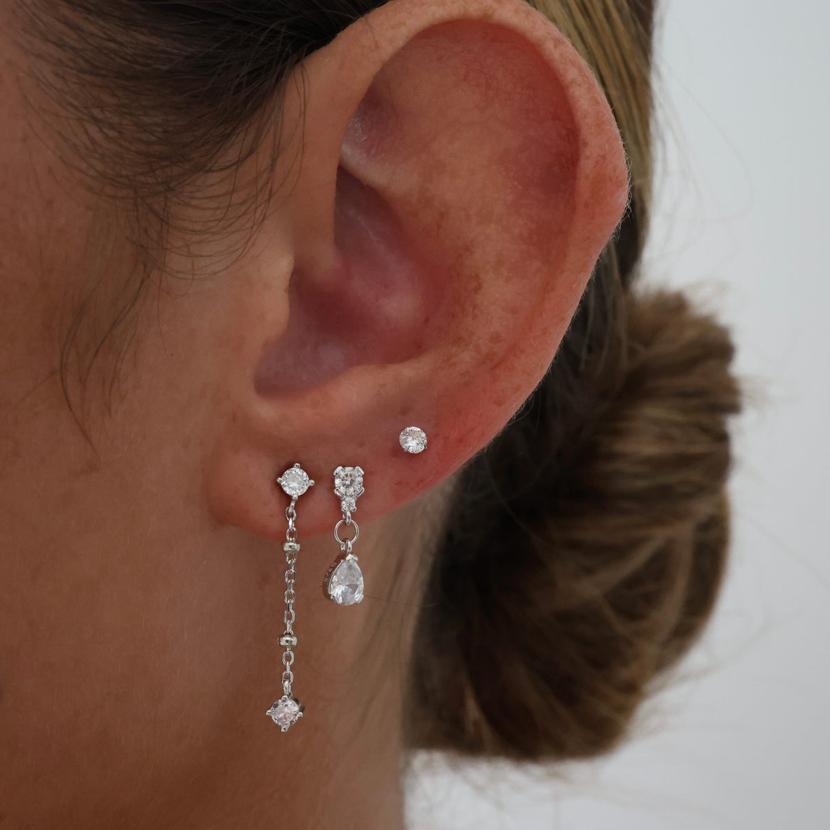 Chain CZ Dangle Ear Stack Silver – ANETT