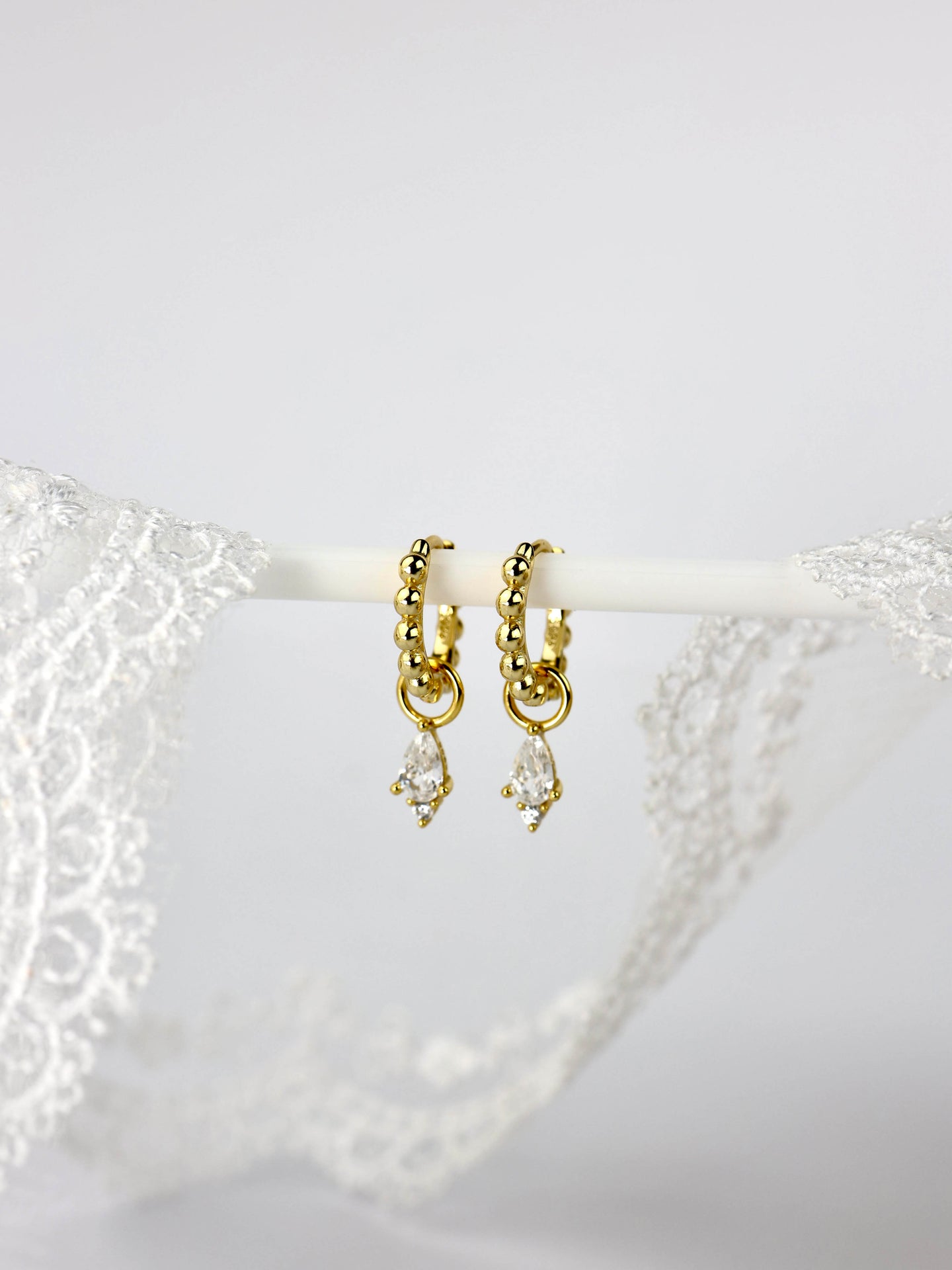 Pink 3 Teardrop Dangle Gold earring Stacks – ANETT