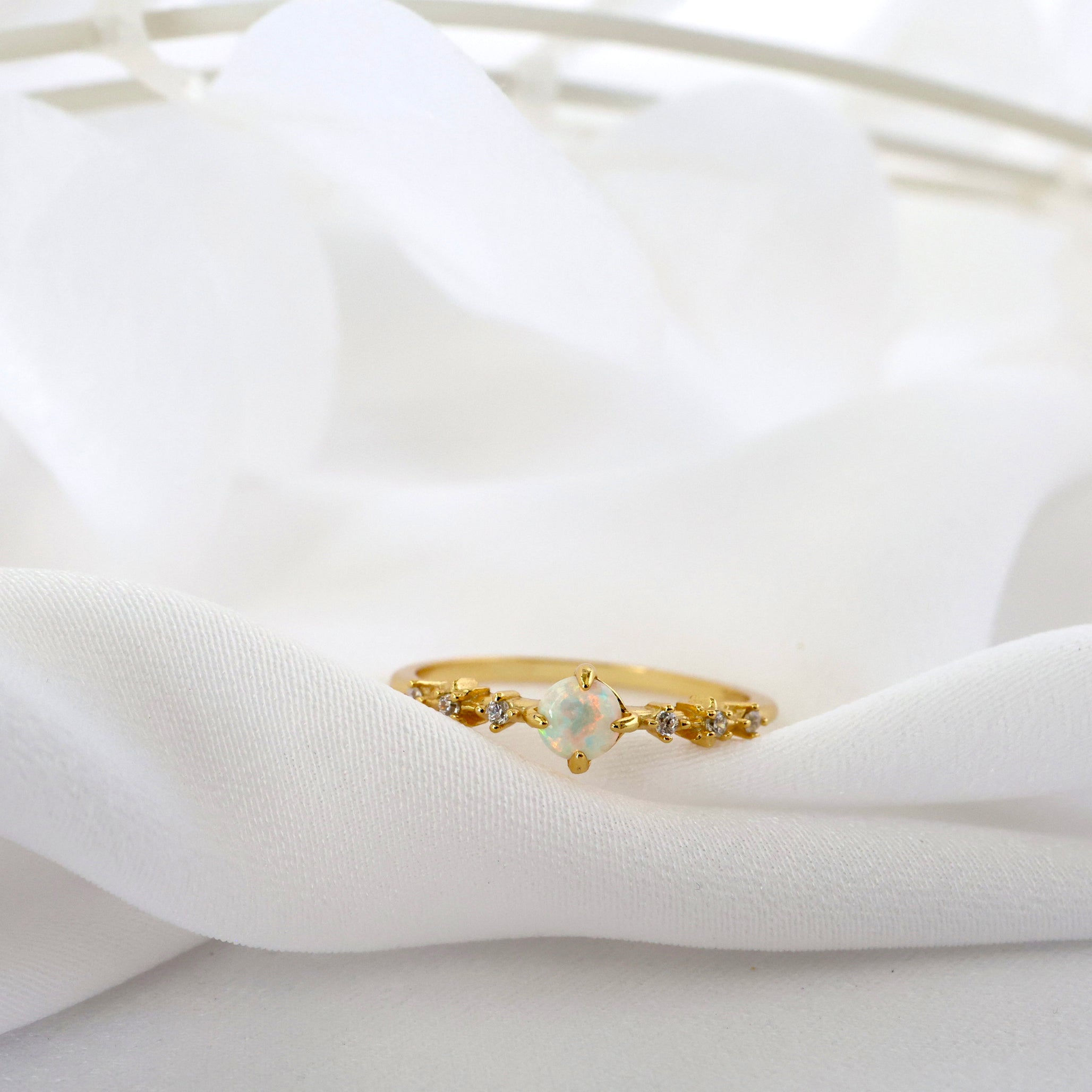 Dainty Opal Stacking Rings A, F, G – 18K Gold-Plated Sterling Silver ...