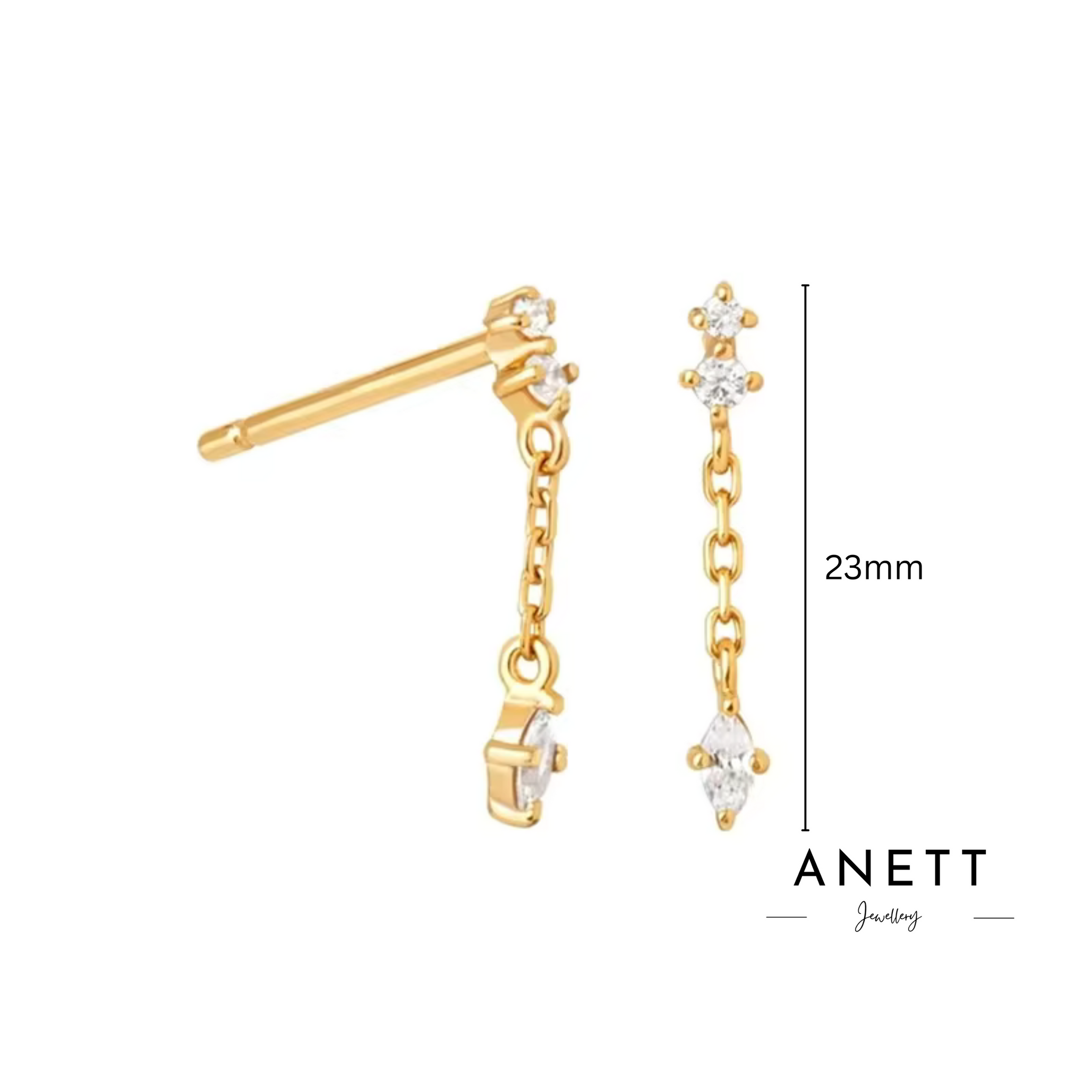 Alexa Chain Drop Earrings – 18K Gold-Plated Sterling Silver – ANETT