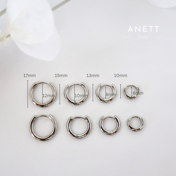 Basic Sterling Silver Hoops 6mm 8mm 10mm 12mm – ANETT
