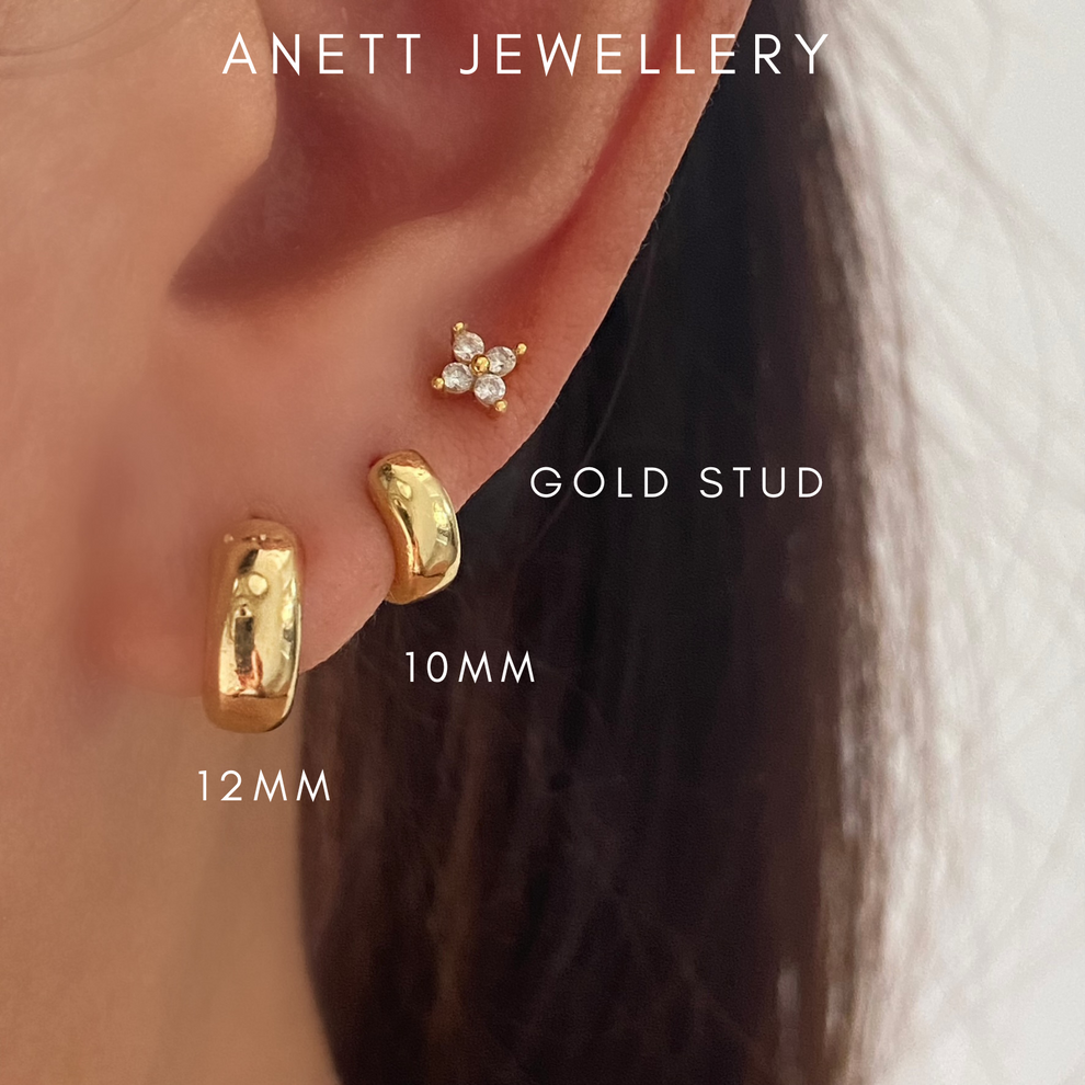 GOLD Thick 5mm Hoop Earrings, Gold Basic Simple Hoops, 10mm 12mm 16mm ...