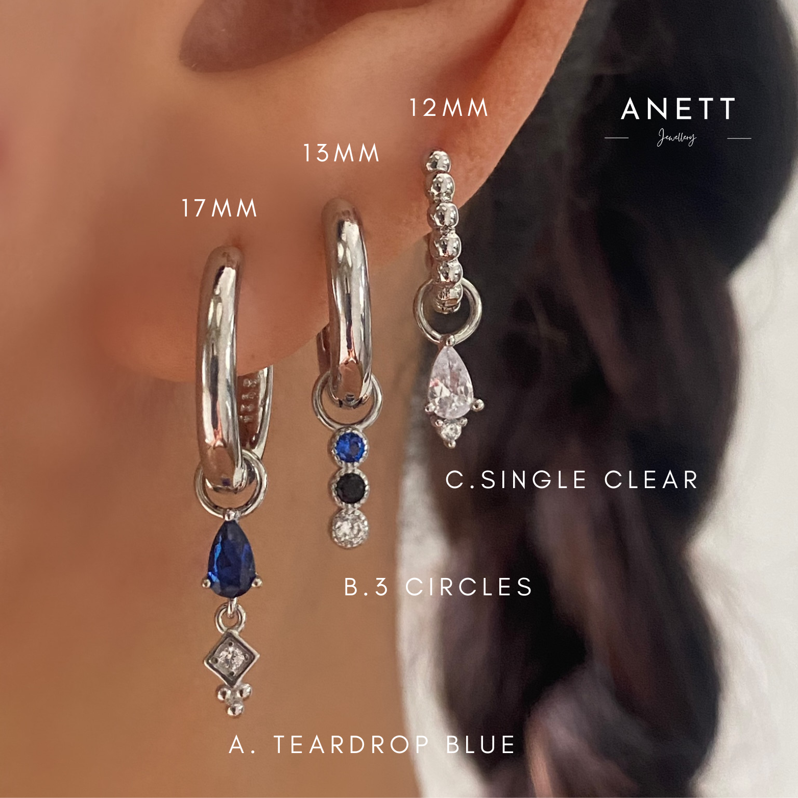 Blue Teardrop Dangle SILVER Earring Stacks – ANETT