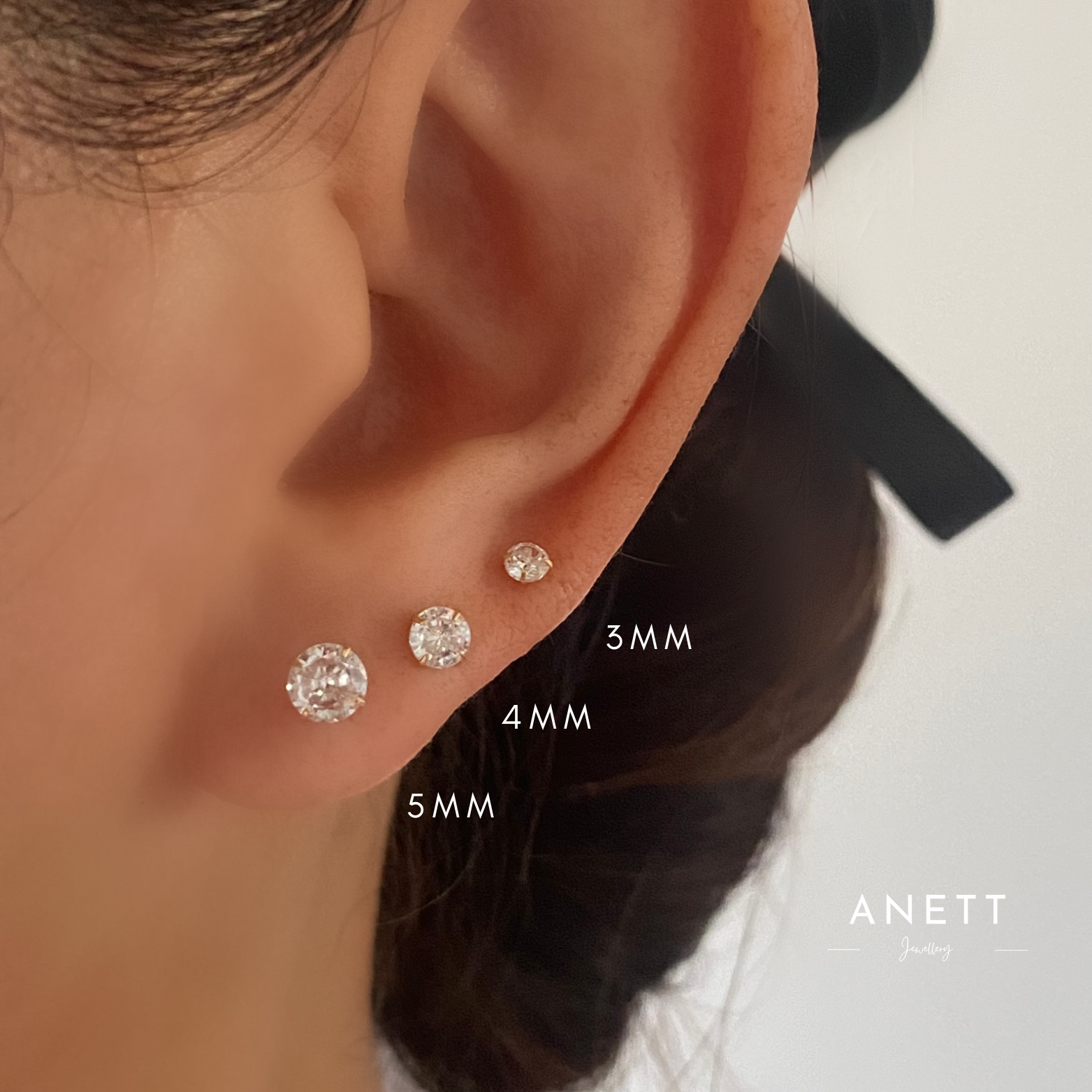 925 Sterling Silver Cubic Gold Stud, Dainty Diamond Cubic Stud, Basic – ANETT