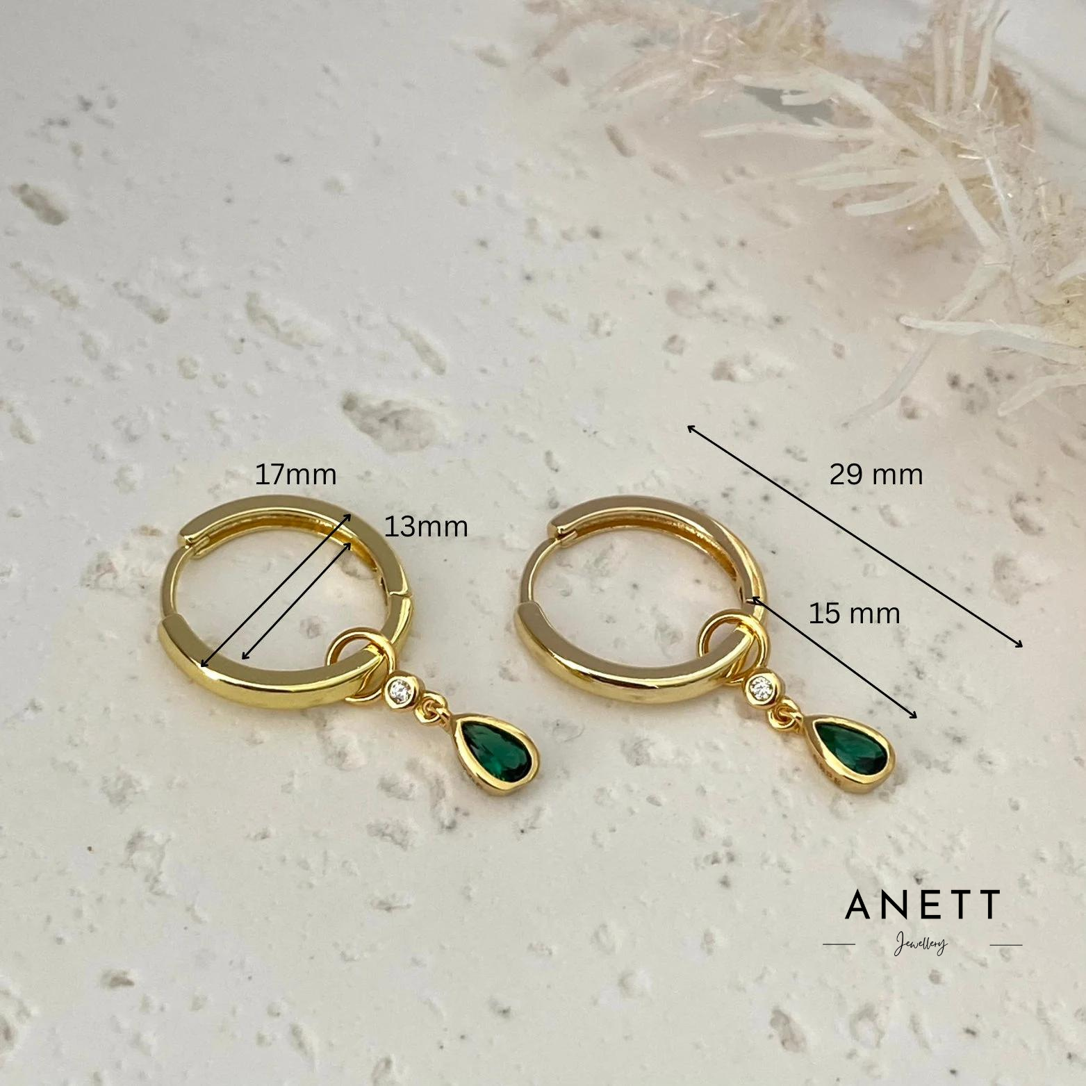 Green Teardrop Dangle Earrings Stack Set, 925 Sterling Silver – ANETT