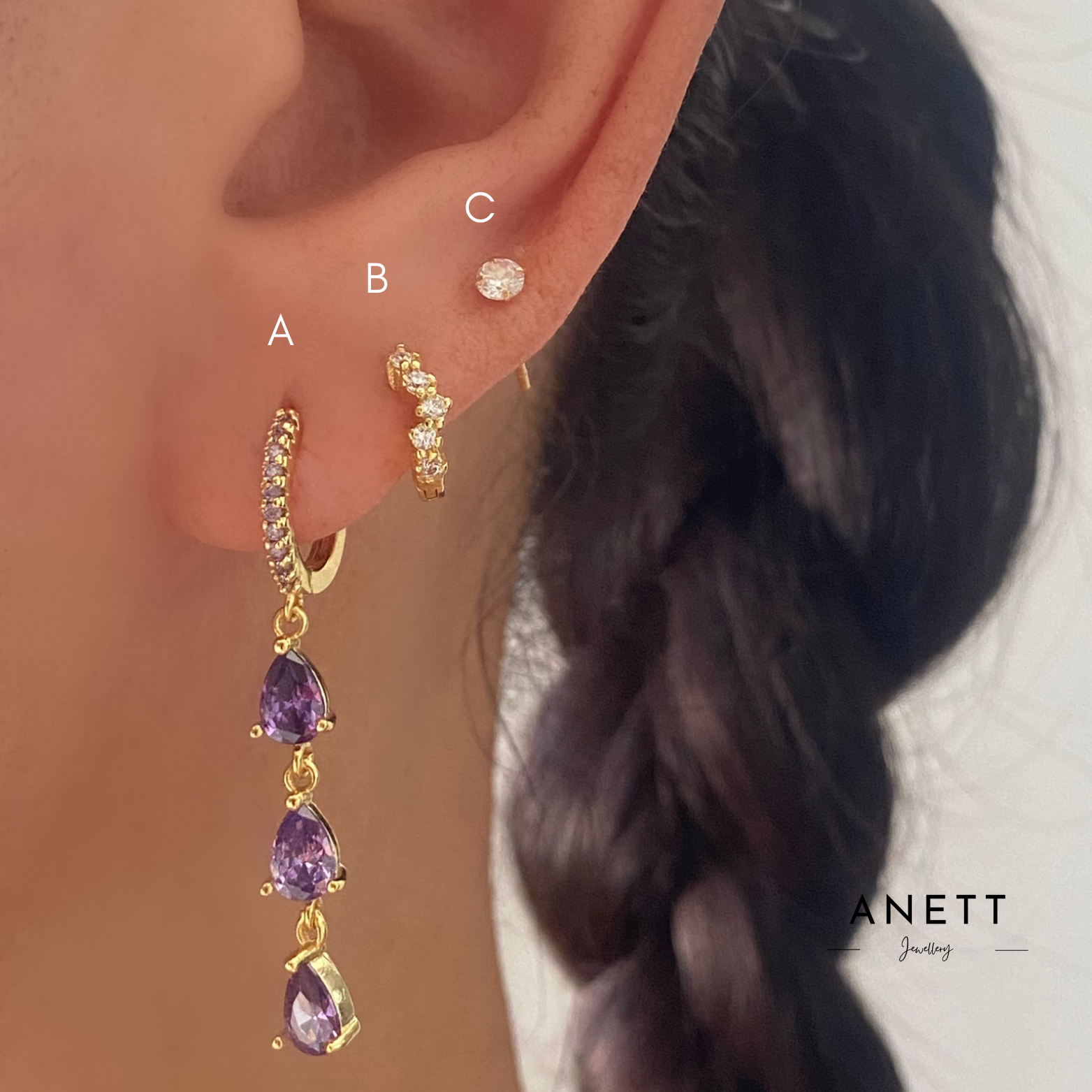 3 Teardrop Dangle Gold Earrings – ANETT