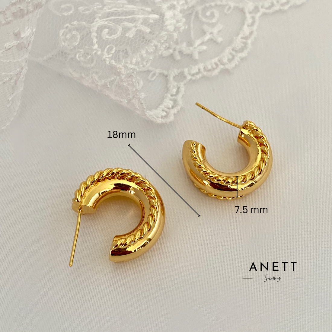 Chunky Gold C-Shaped Hoop Earrings – ANETT