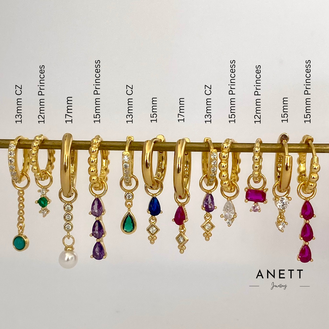 Pink Charm Dangle Gold Earring Stack – ANETT